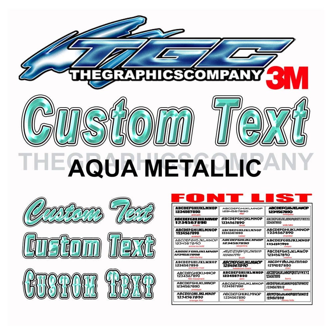 Aqua Metallic Custom Vinyl Decals and Stickers Custom Text for Business ...