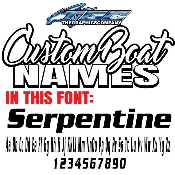 Custom Boat Names Vinyl Decals and Stickers Serpentine Font | Etsy