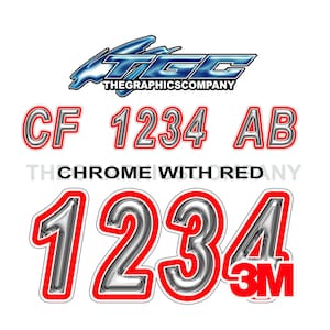 Chrome With Red Boat Registration Numbers or Letters Decals Vinyl Names ...
