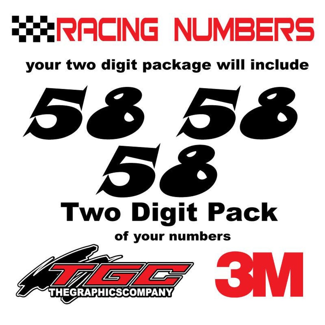 3 Inch Tall Racing Numbers Vinyl Decals Stickers MX ATV - Etsy