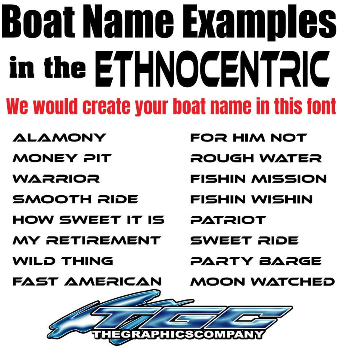 Custom Boat Names Vinyl Decals and Stickers Ethnocentric Font - Etsy