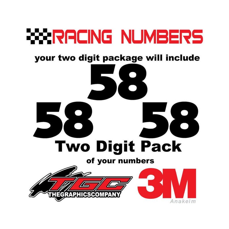 4 Inch Tall Racing Numbers Vinyl Decals Stickers MX ATV - Etsy
