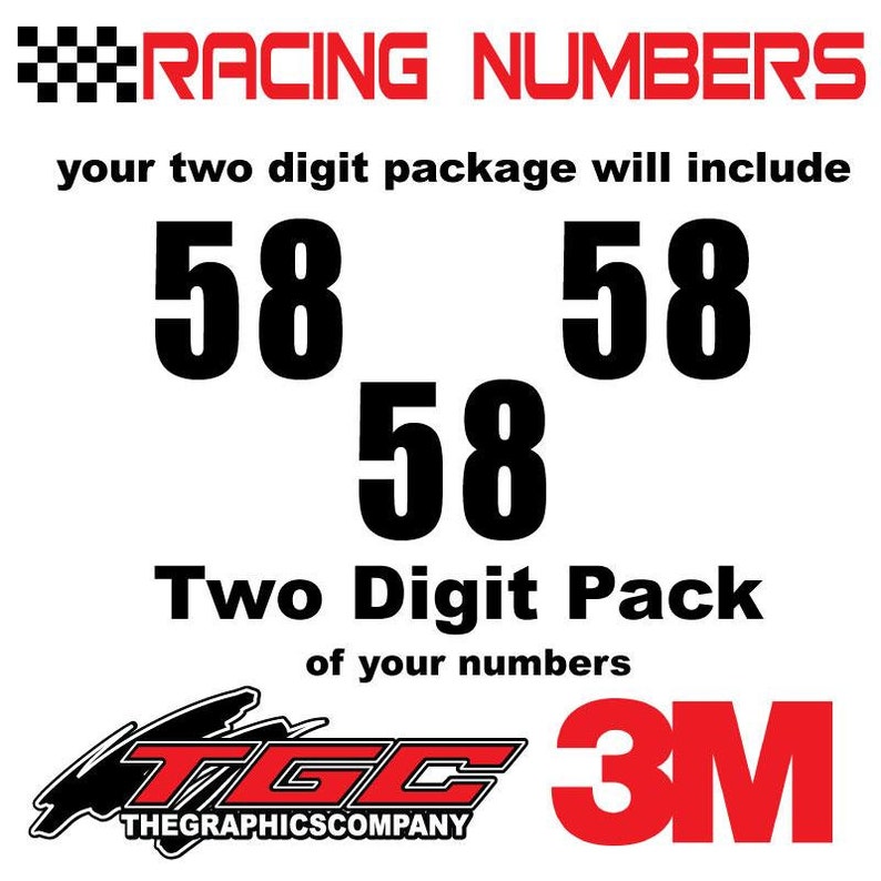 3 Inch Tall Racing Numbers Vinyl Decals Stickers MX ATV | Etsy
