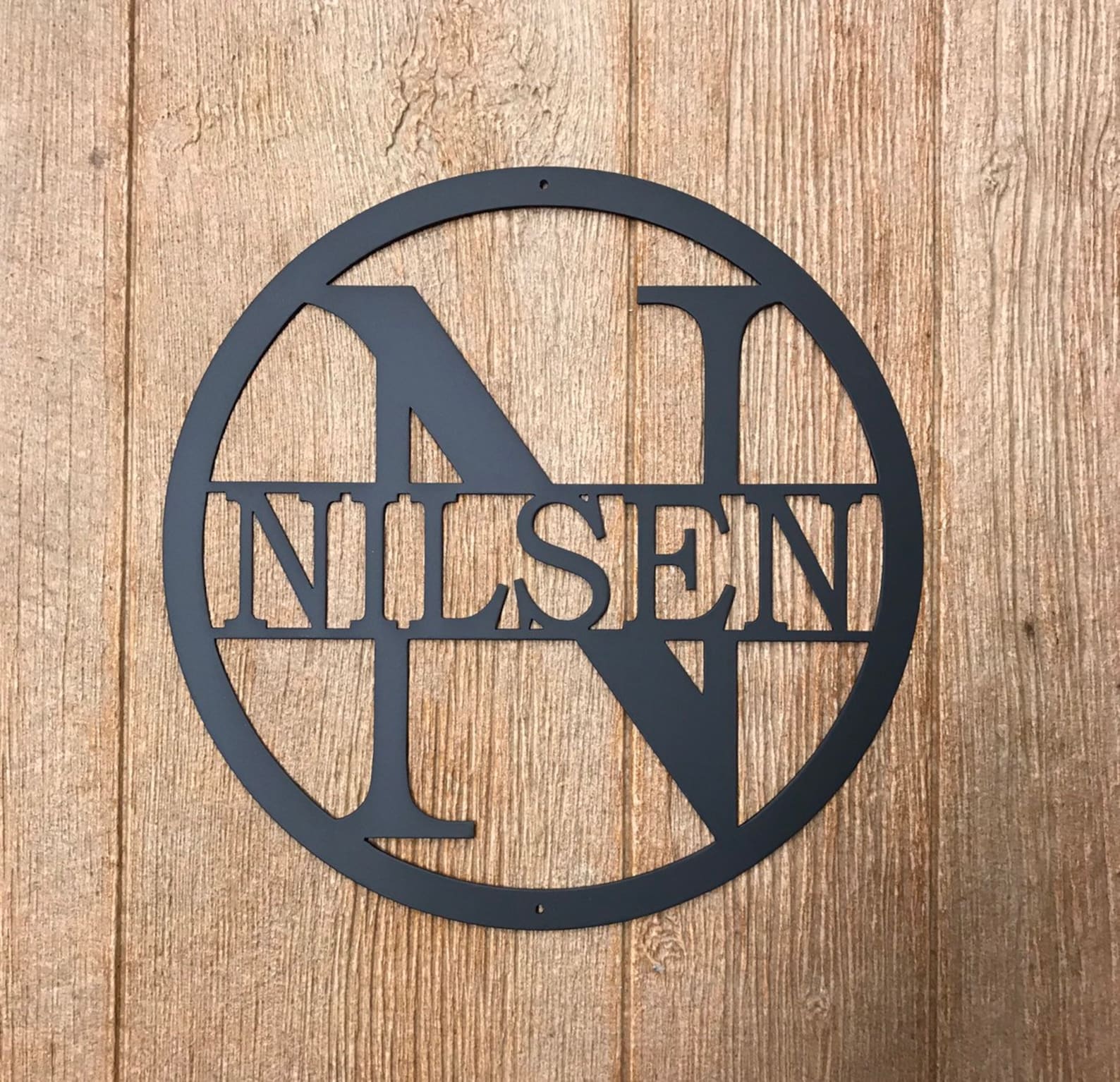 28 INCH Circle Monogram With Last Name, Metal Wall Art, 28 Inch ...