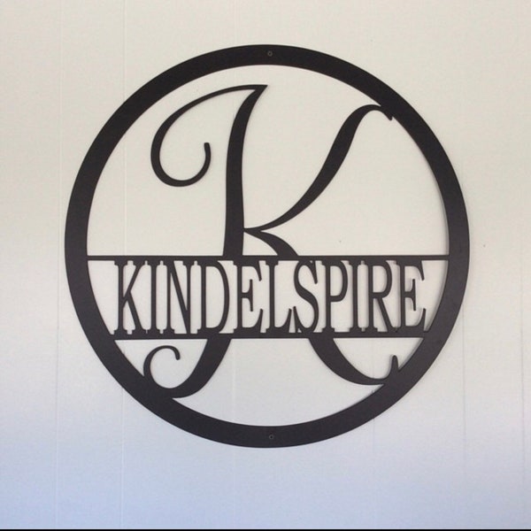 Last Name Circle Sign - Etsy