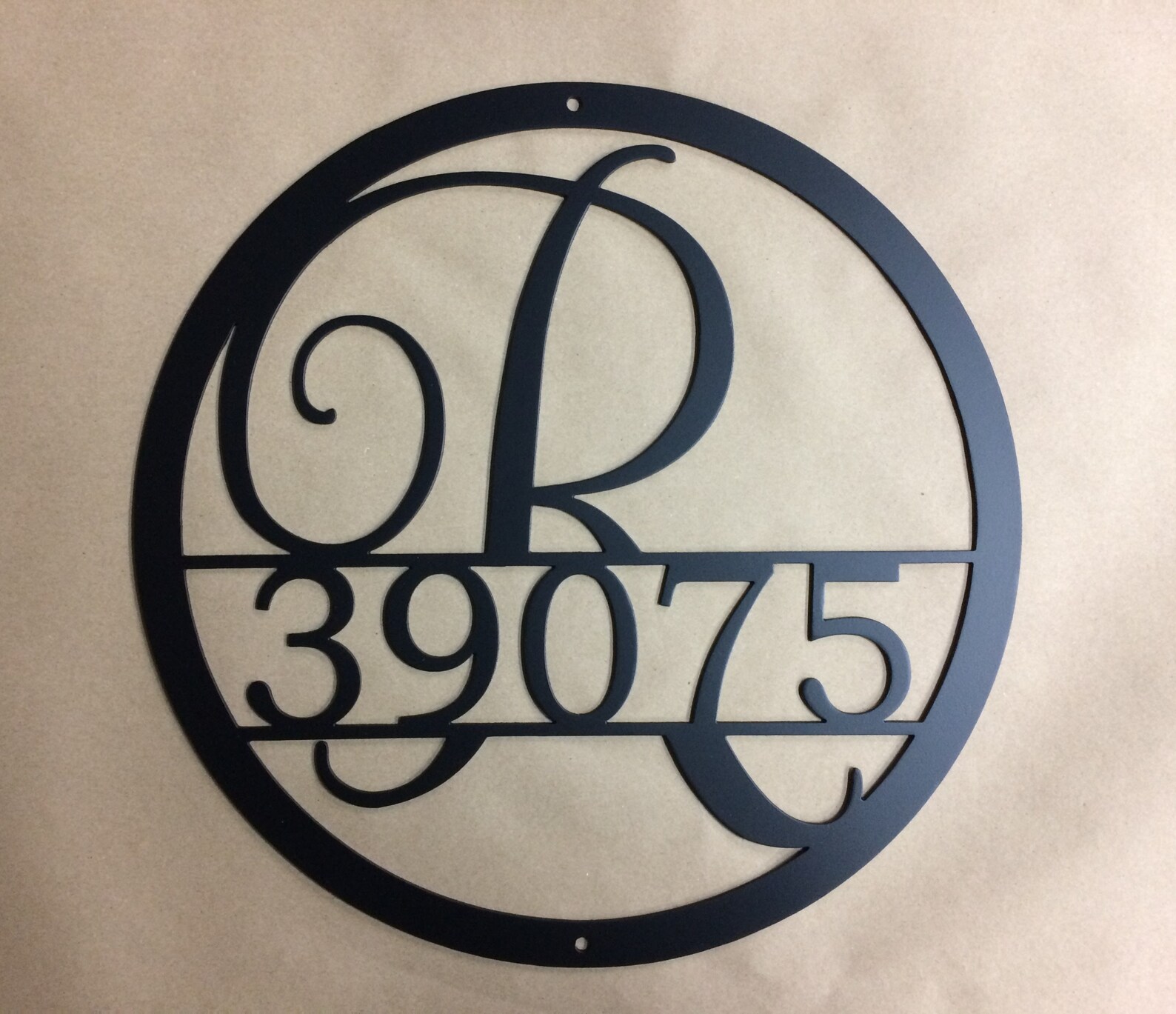 24 Inch Circle Monogrammed Metal Sign With House Number, Monogrammed ...