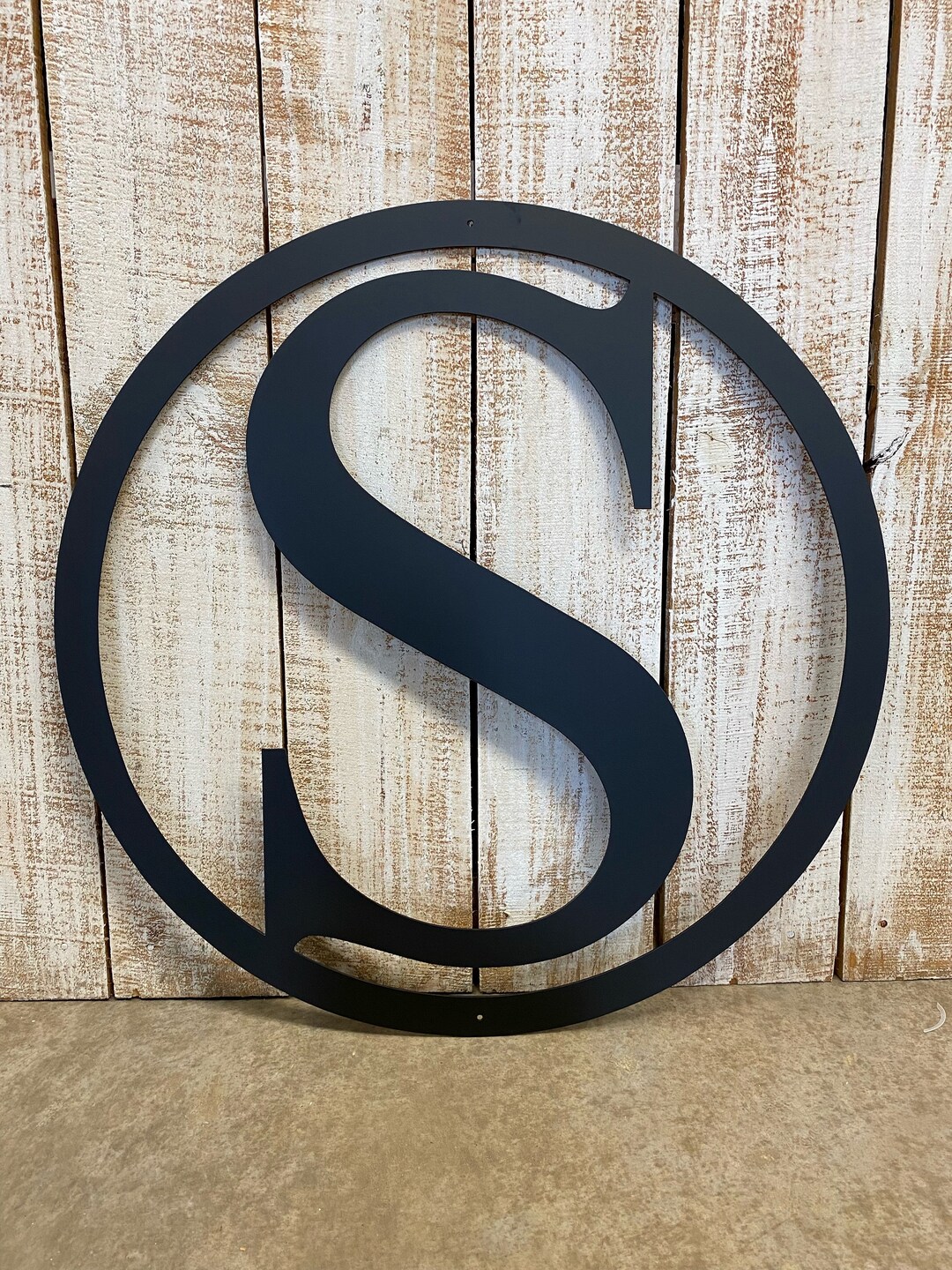 15 Inch Circle Monogram Metal Sign - Round Metal Letter Sign - Metal ...