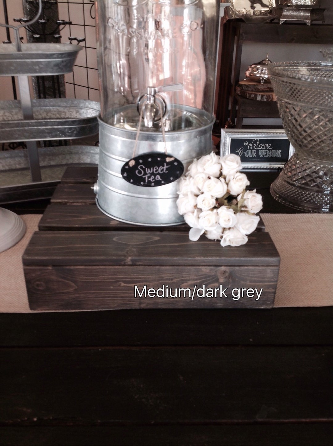 14x14 Square Wood Cake Stand, Country Cake Stand,rustic Cake Stand ...