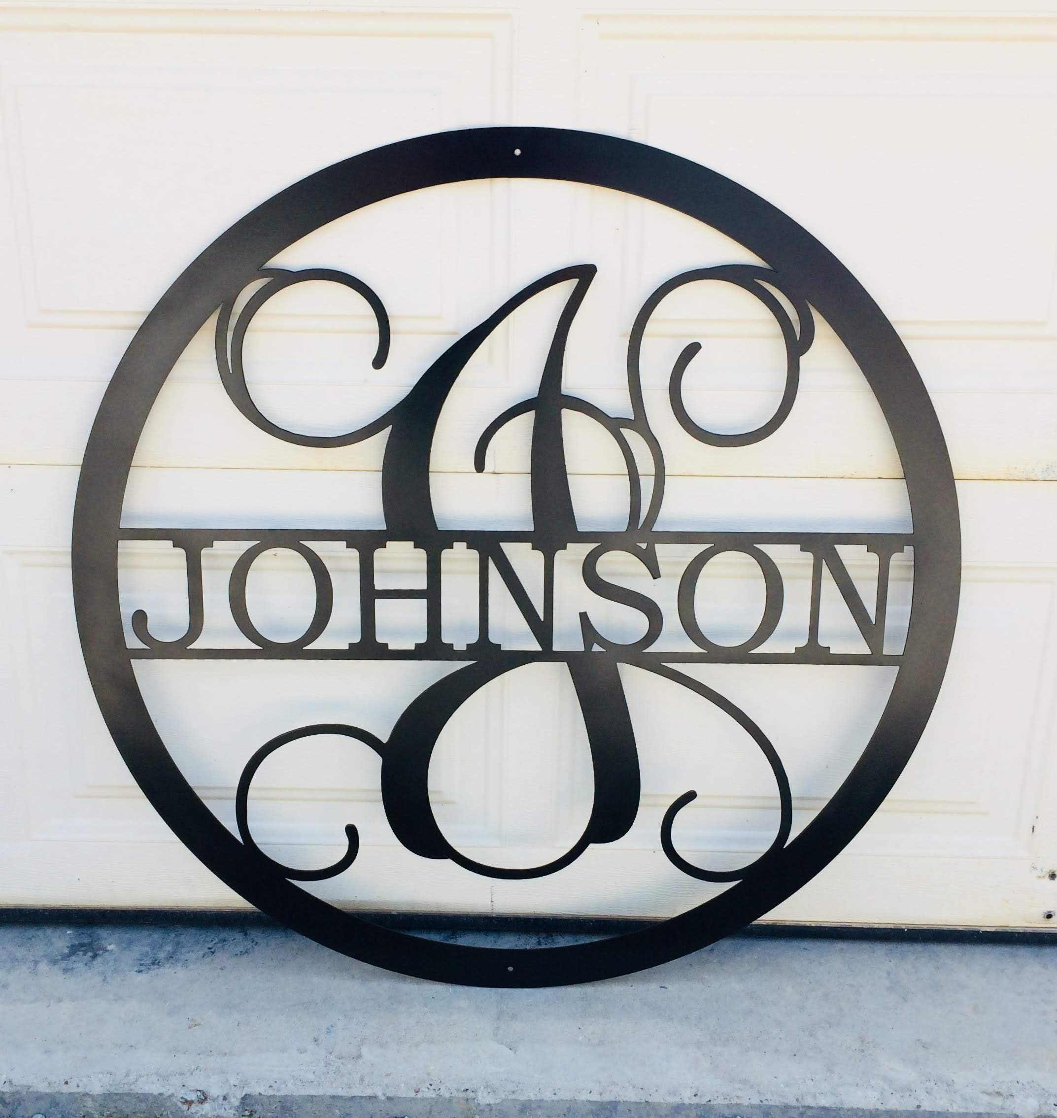 QTY. OF 2 -20 Inch Circle Monogrammed Metal Signs with Name