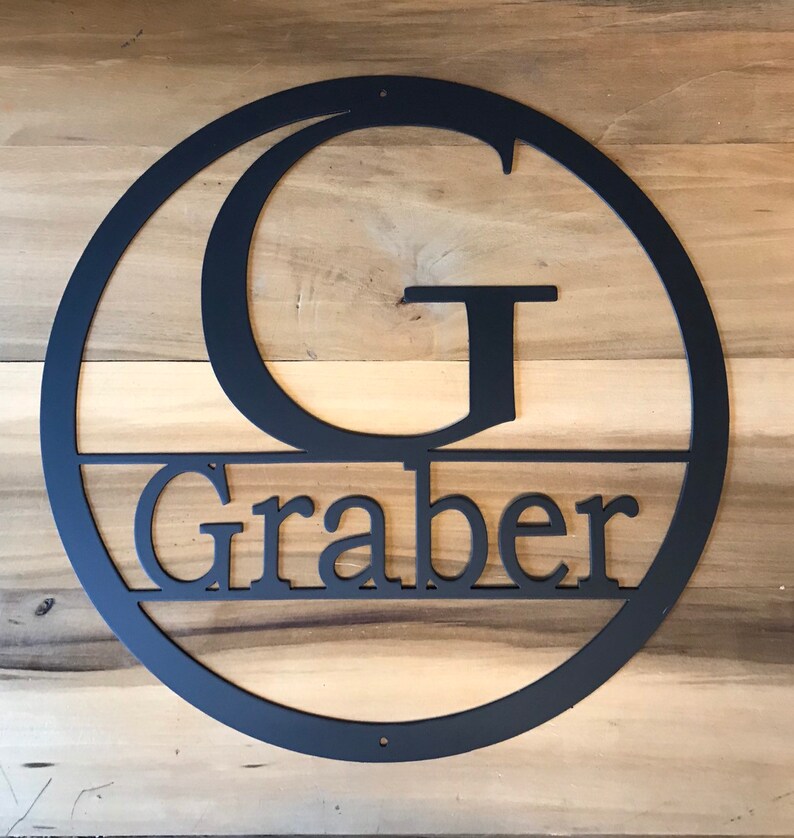 36 INCH Circle Monogram Last Name Metal Sign metal Wall Art Etsy