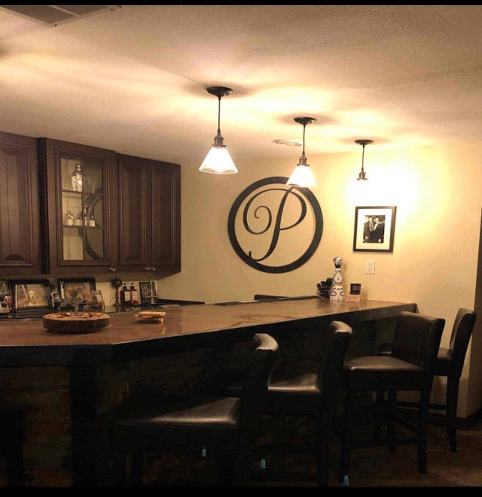 36 INCH Circle Monogram Metal Sign-metal Wall Art- 36 Inch-round ...