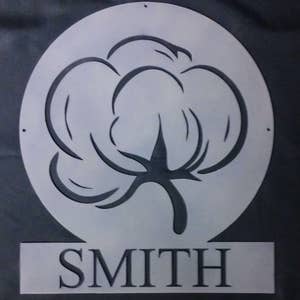 20 Inch Cotton Metal Sign With Last Name, Cotton Sign, Metal Art - Etsy