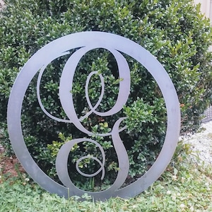 36 INCH Circle Monogram Metal Sign-metal Wall Art- 36 Inch-round ...