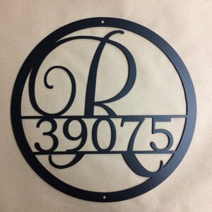28 Inch Circle Monogrammed Metal Sign With House Number, Monogrammed ...
