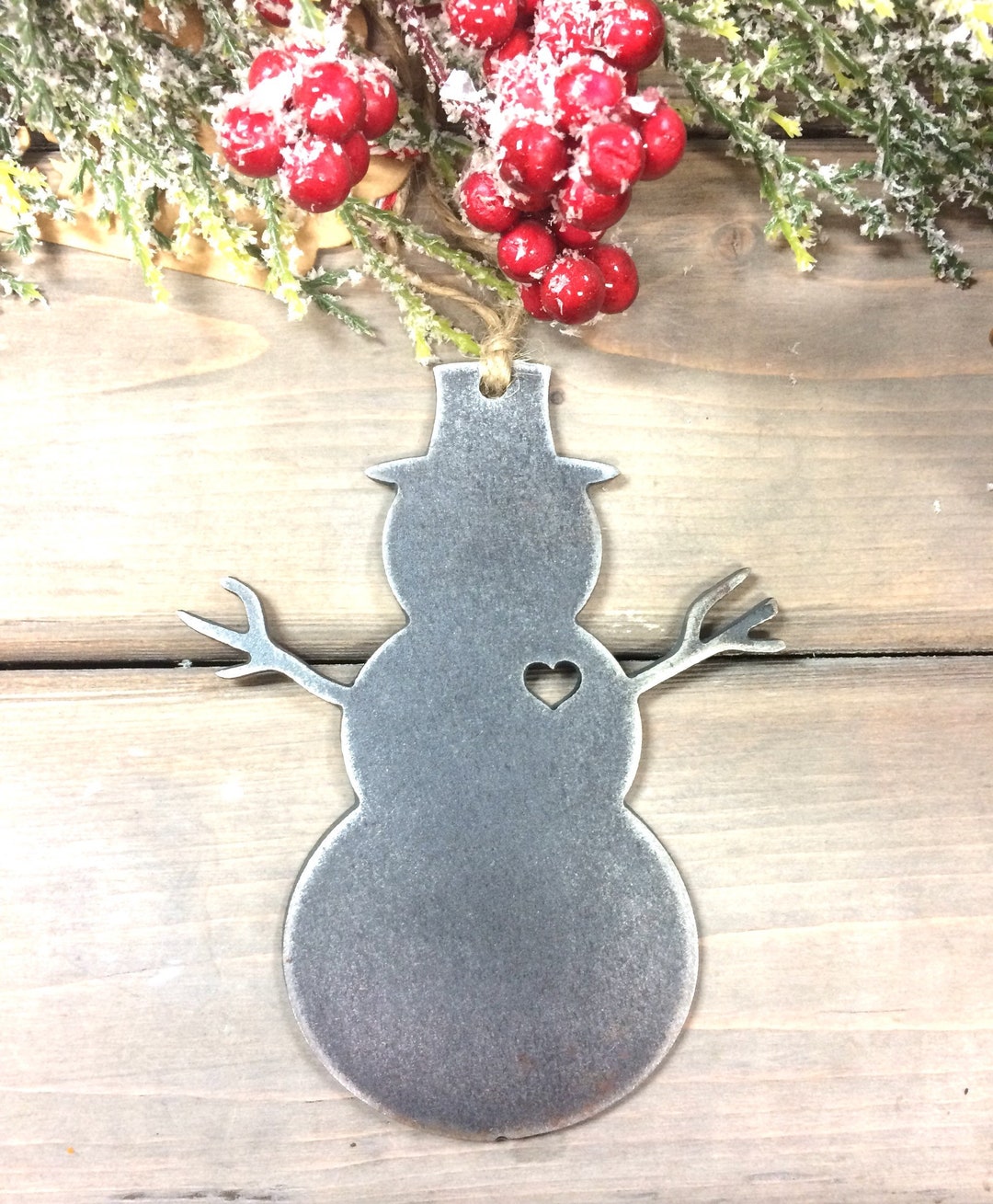 Snow Man Metal Christmas Ornament, Christmas Decor, Rustic Farmhouse ...