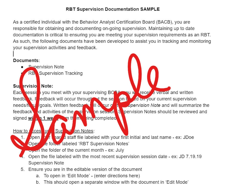 BCBA Supervision Packet for RBT Supervision - Etsy