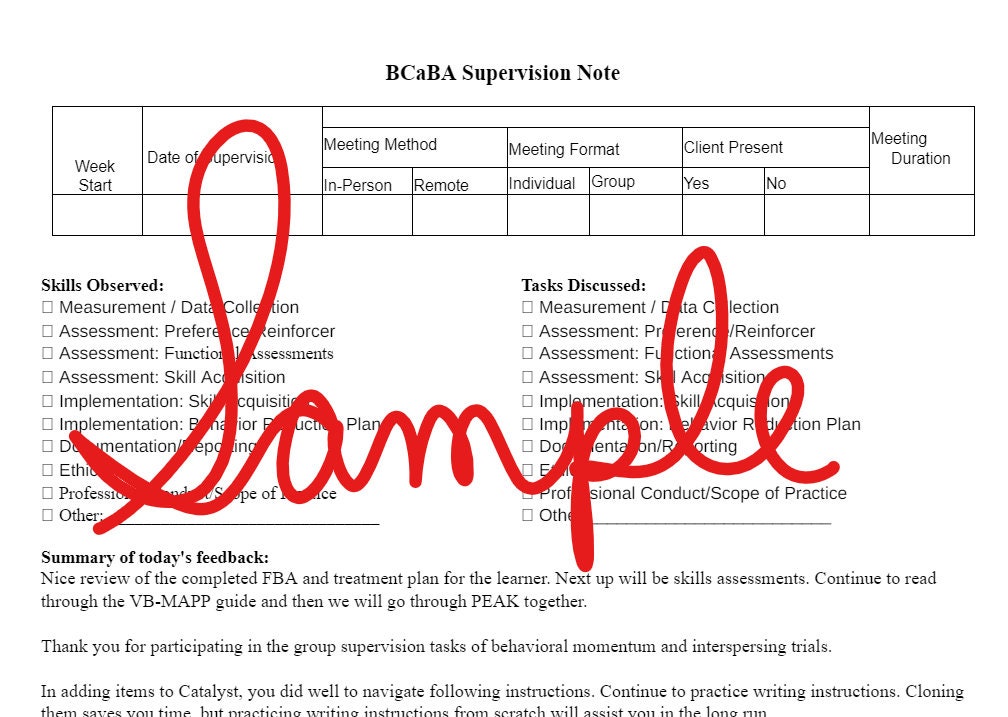 BCBA Supervision Packet for RBT Supervision - Etsy