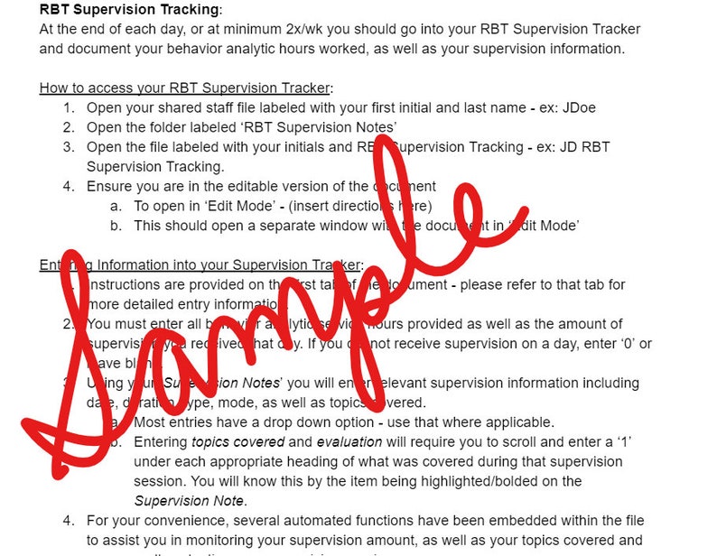 BCBA Supervision Packet for RBT Supervision - Etsy