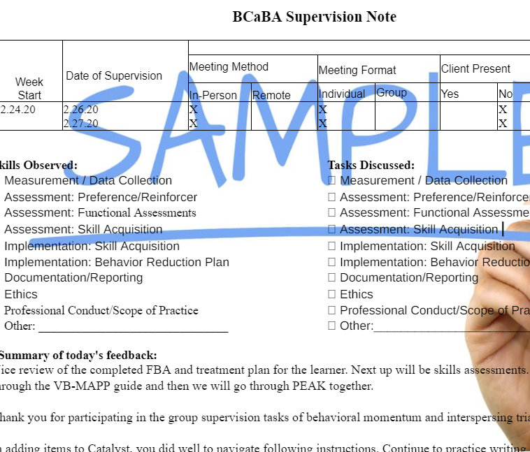 Customizable (EDITABLE) Templates and Samples for a BCBA or Supervising ...