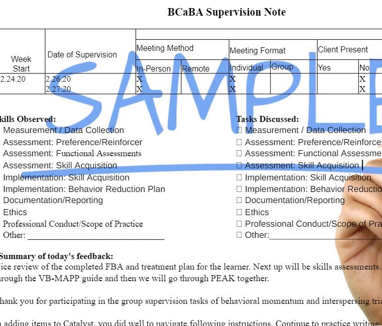 BCBA Supervision Packet for RBT Supervision - Etsy
