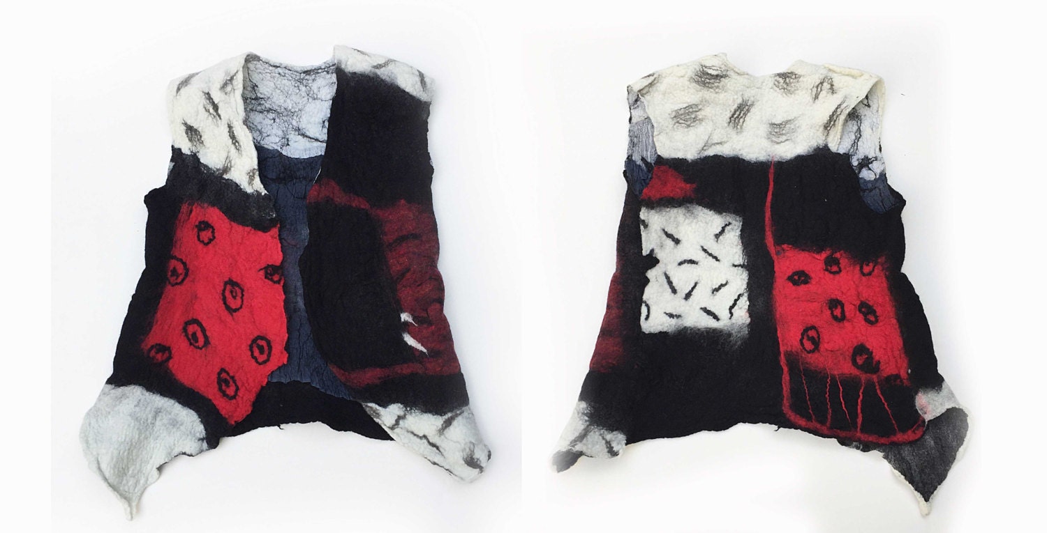 Nuno Felt Artist Vest, Merino Wool Women Vest ,reversible Vest ,black ...