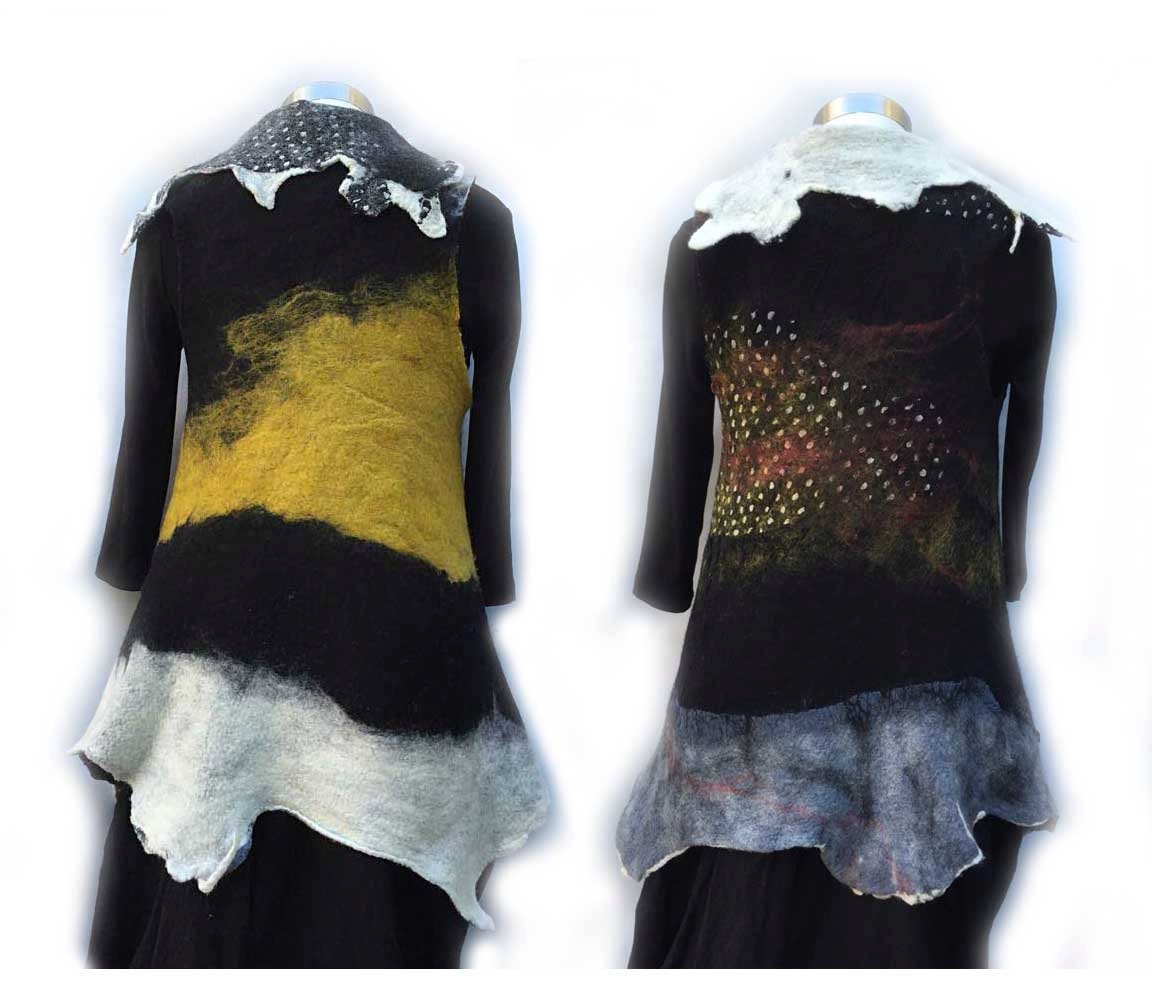 Nuno Felt Artist Vest, Merino Wool Women Vest ,reversible Vest ,black ...
