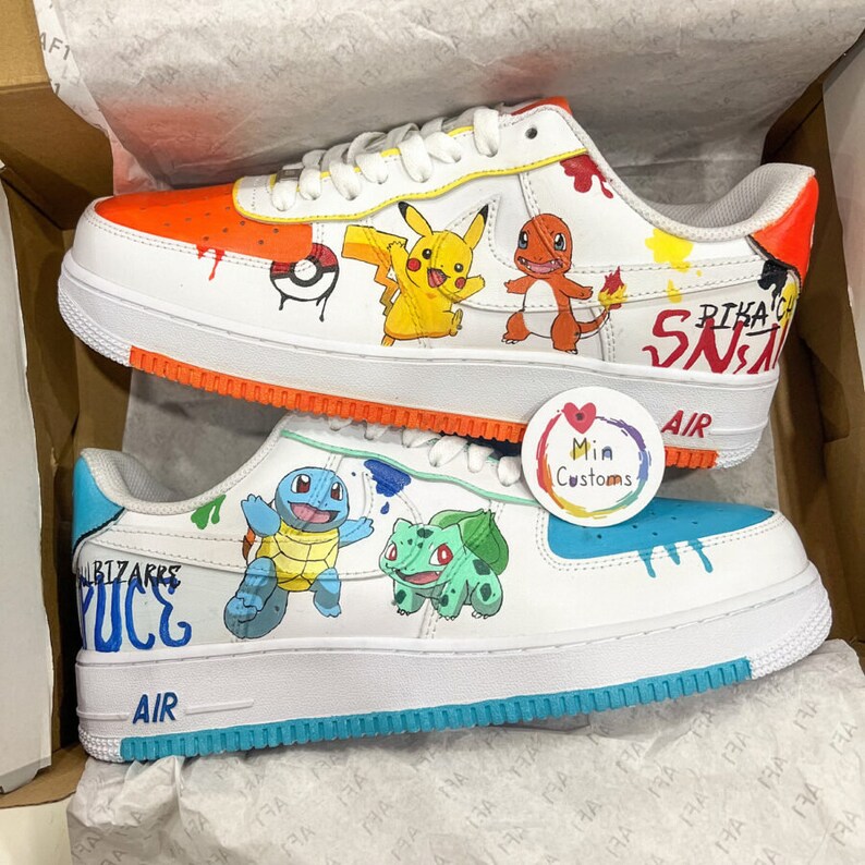 Pokemon Pikachu X Charmeleon X Squirtle X Bulbasaur Air Force 1 Custom ...