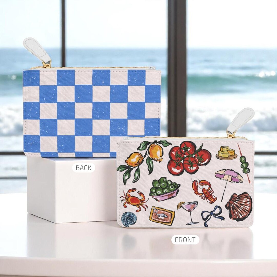 Italian Summer Clutch and Coin Purse Set, Coastal Food Doodle Design ...
