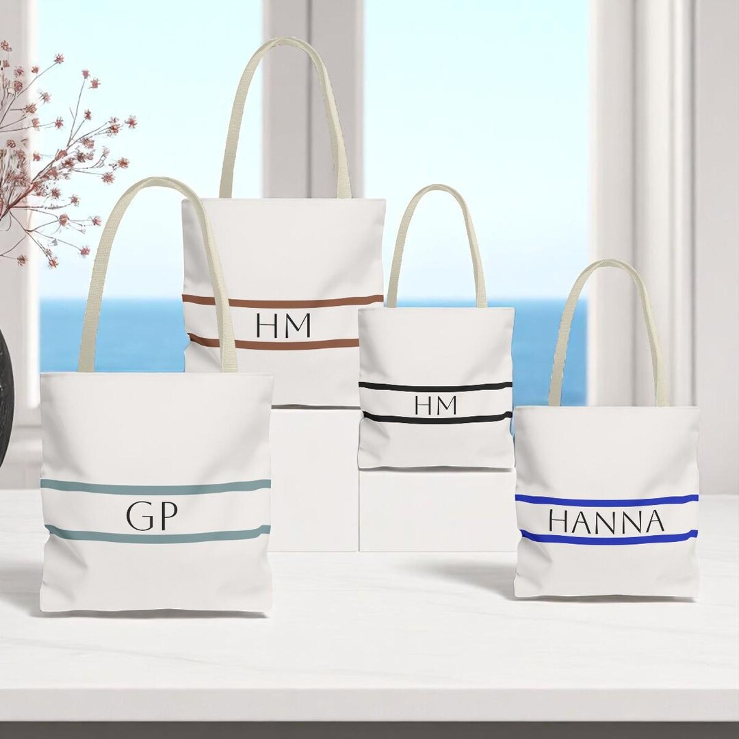 Custom Monogram Tote Bag, Personalized Initials Bag for Women ...
