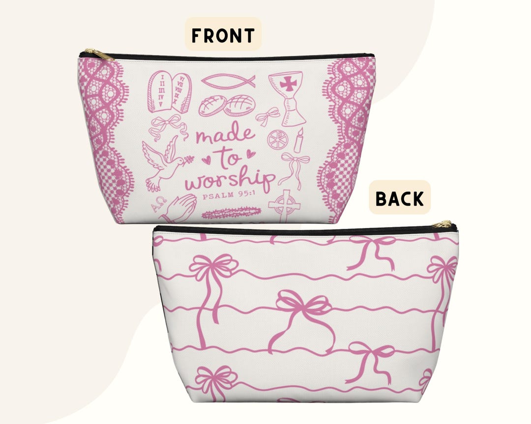 Made to Worship Makeup Bag, Christian Cosmetic Pouch Psalm 95:1 ...