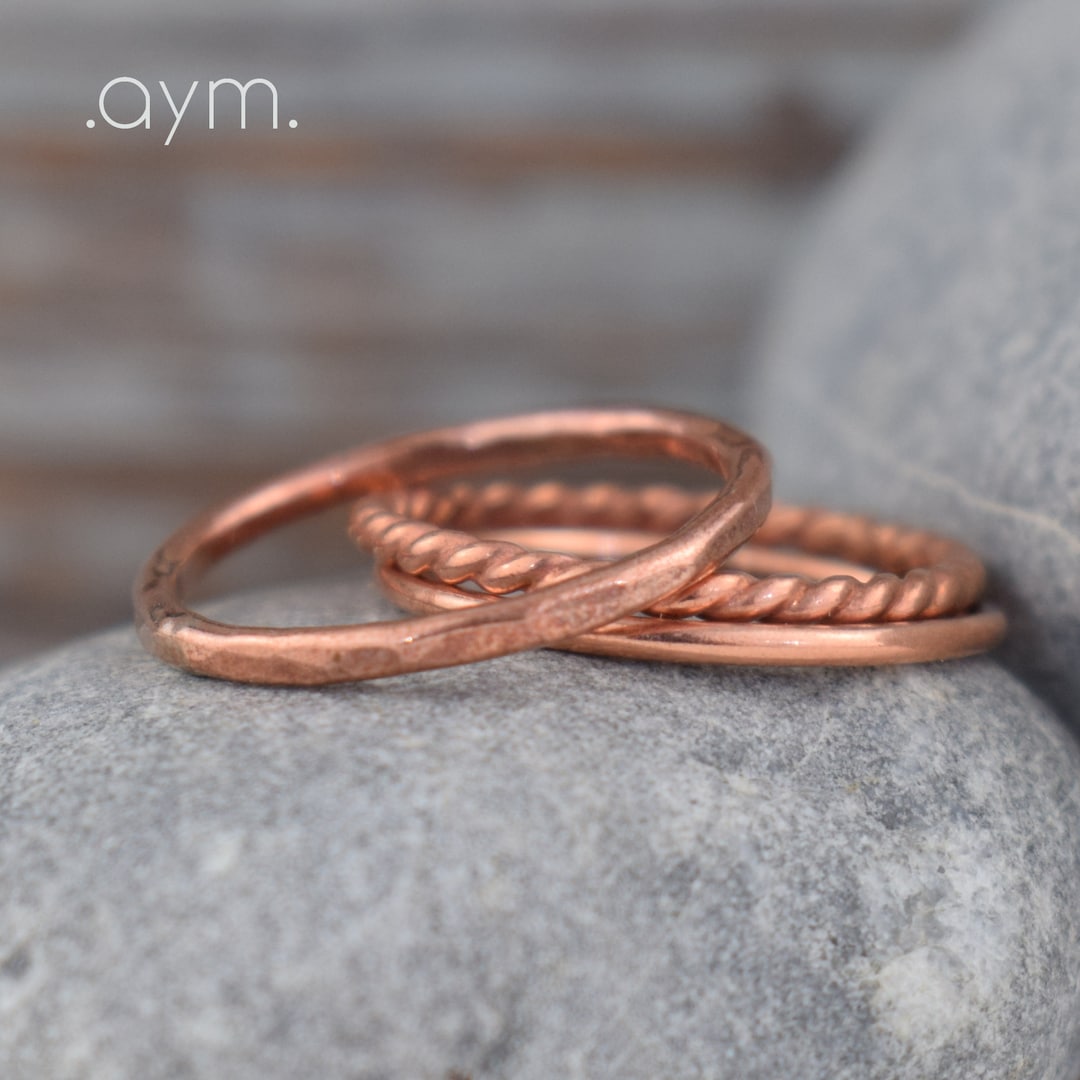Copper Stacking Rings - Handcrafted Solid Copper Skinny Stackable Rings ...