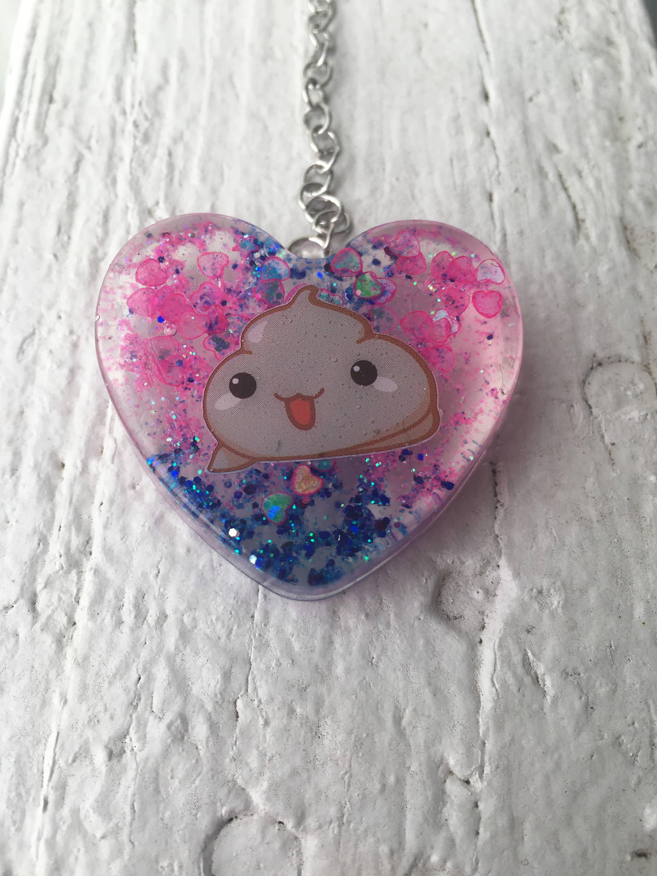 Pink & Blue Poop Emoji Resin Keychain Kawaii Keychain Resin | Etsy