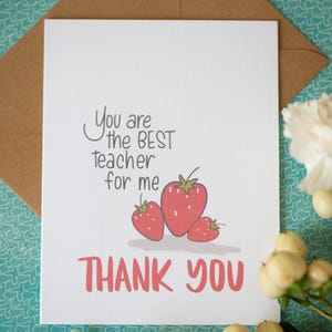 Thank You Card for Favorite Teacher - Kindergarden, Elementary, 1st 2nd ...