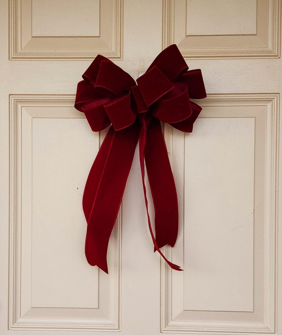 Burgundy Wired Velvet Decorative Tree Bows - Etsy
