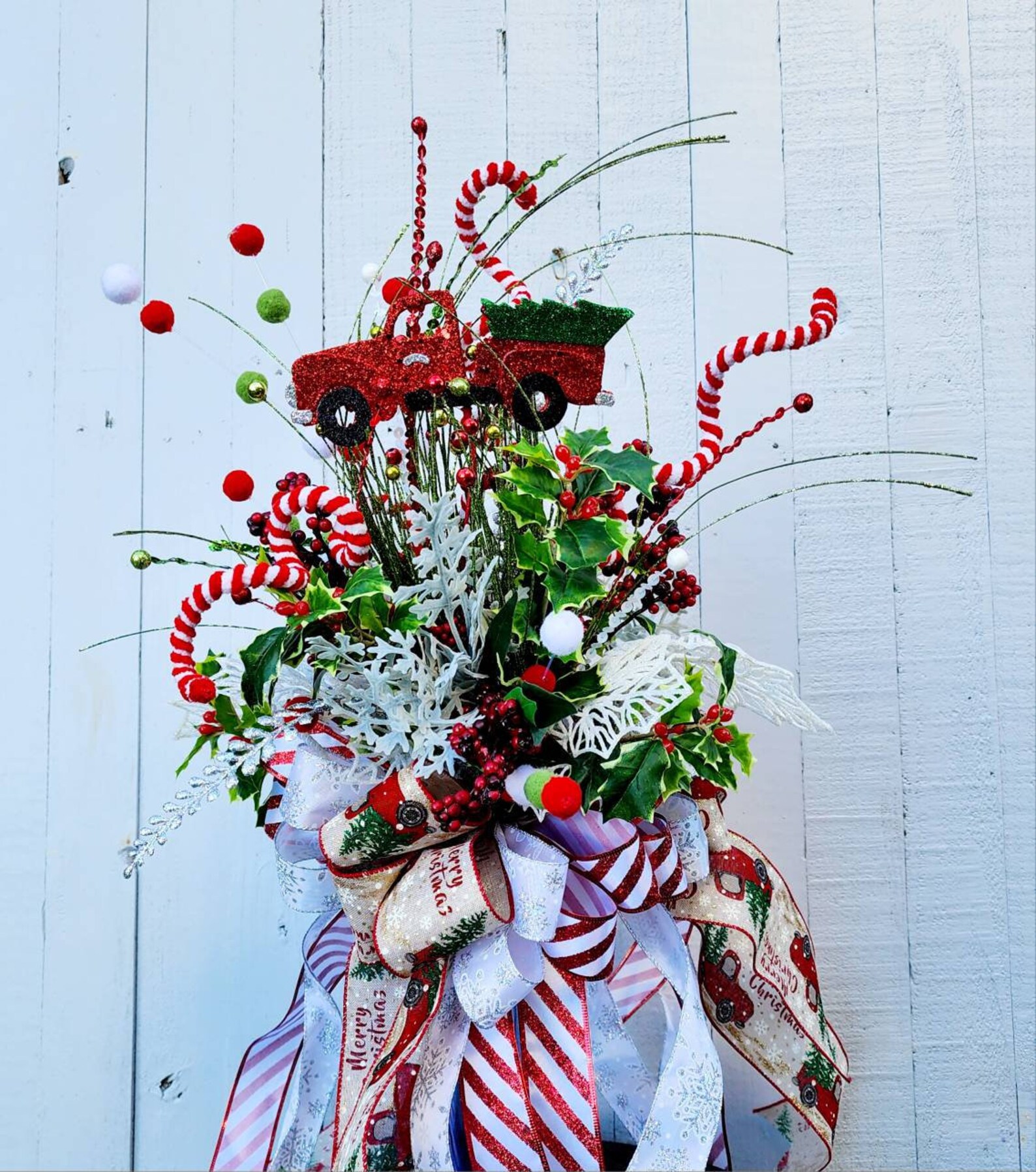 Red Truck Christmas Tree Topper 360 Degrees View Red Truck - Etsy