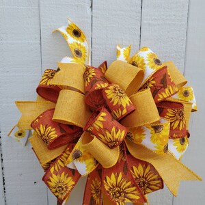 Fall Bow Sunflower Wreath Bow Farmhouse Sunflower Lantern | Etsy