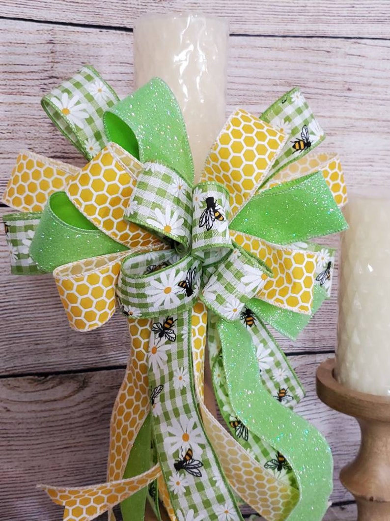 Bumble Bee Gingham Wreath Bow Spring Gingham Bee Front Door - Etsy