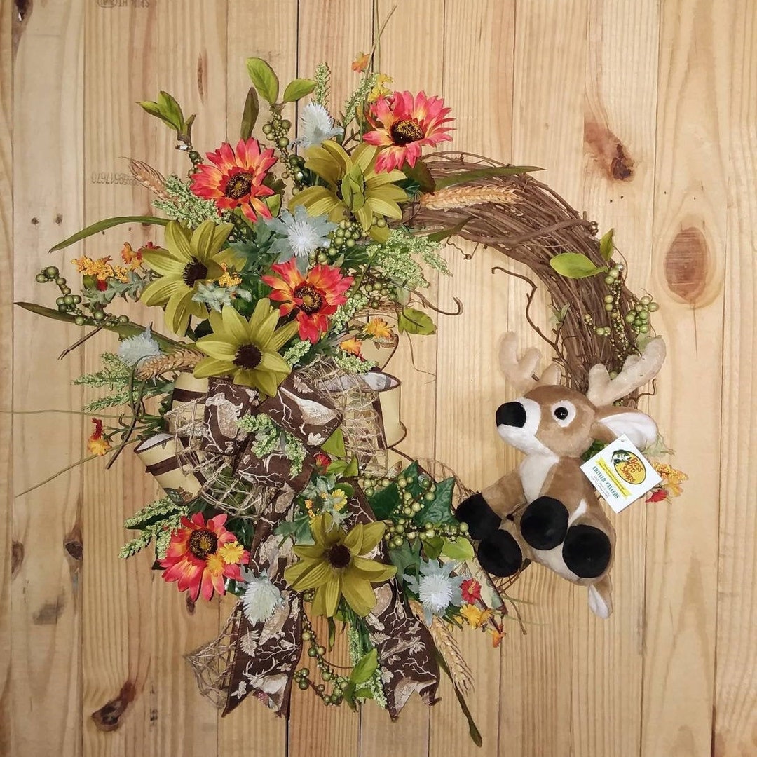 Masculine Man Cave Wildlife Deer Front Door Wreath~ Cottagecore Decor ...