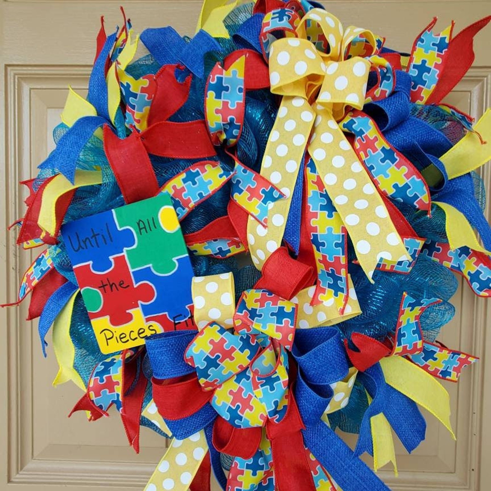 Autism Awareness Front Door Wreath~autism Awareness Wreath ~ Autism ...