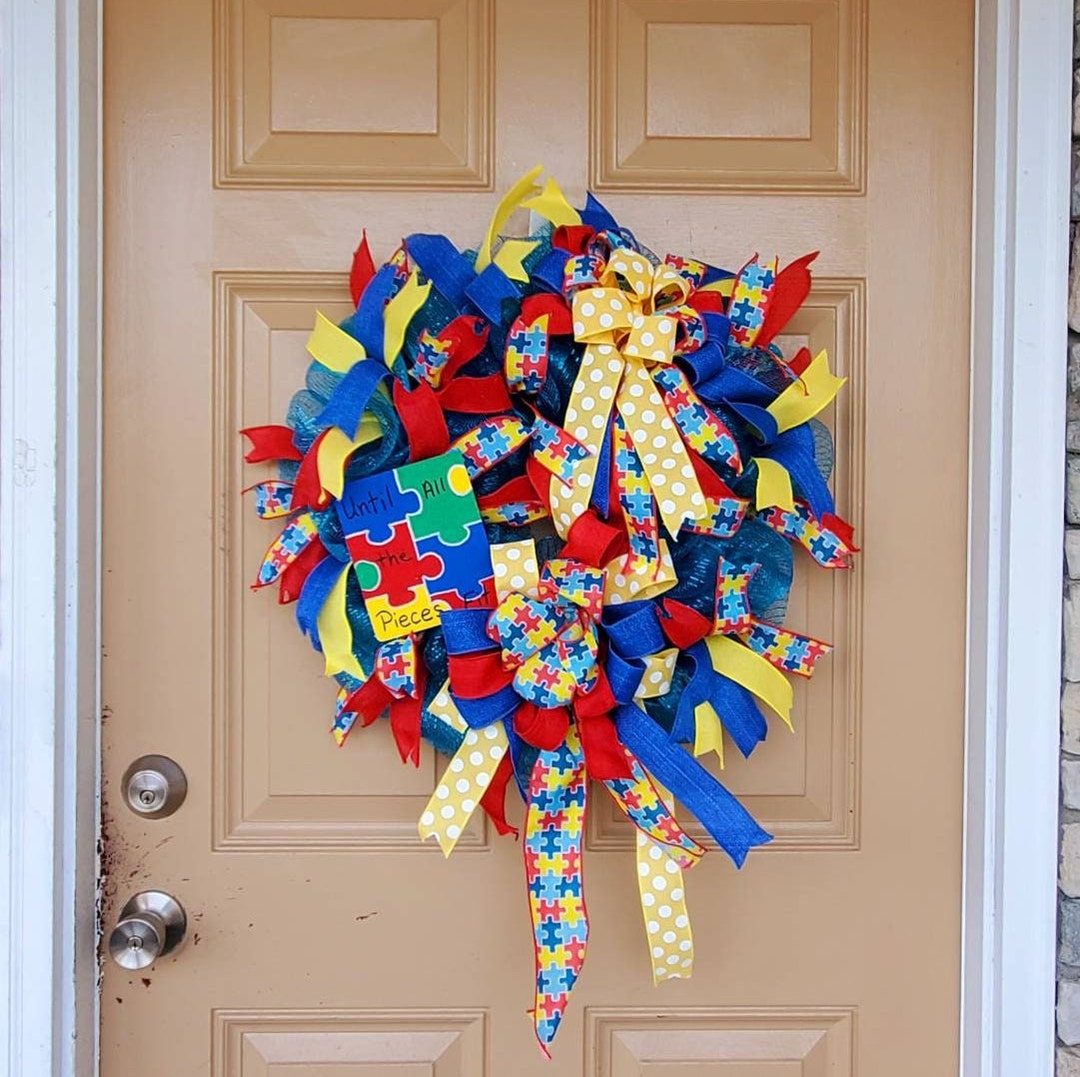 Autism Awareness Front Door Wreath~autism Awareness Wreath ~ Autism ...