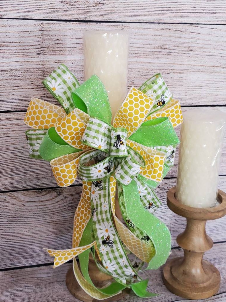 Bumble Bee Gingham Wreath Bow Spring Gingham Bee Front Door - Etsy