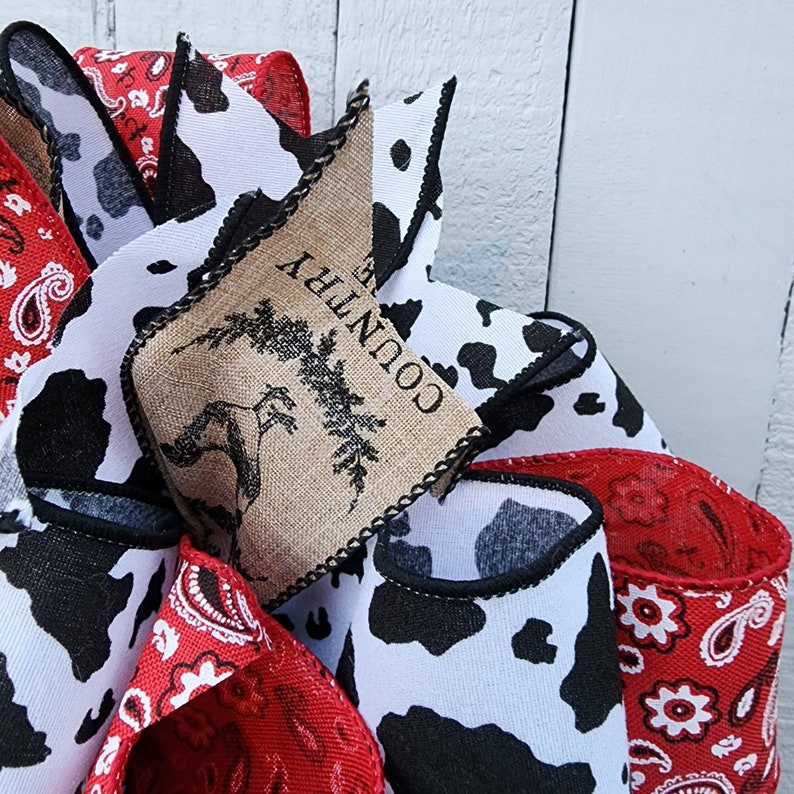 Country Cow Print Christmas Tree Topper Bow Bandana Cow - Etsy