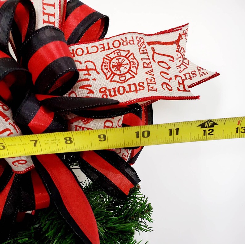 Firefighter Christmas Tree Topper Bow: Brave Hero Protector Ribbon ...