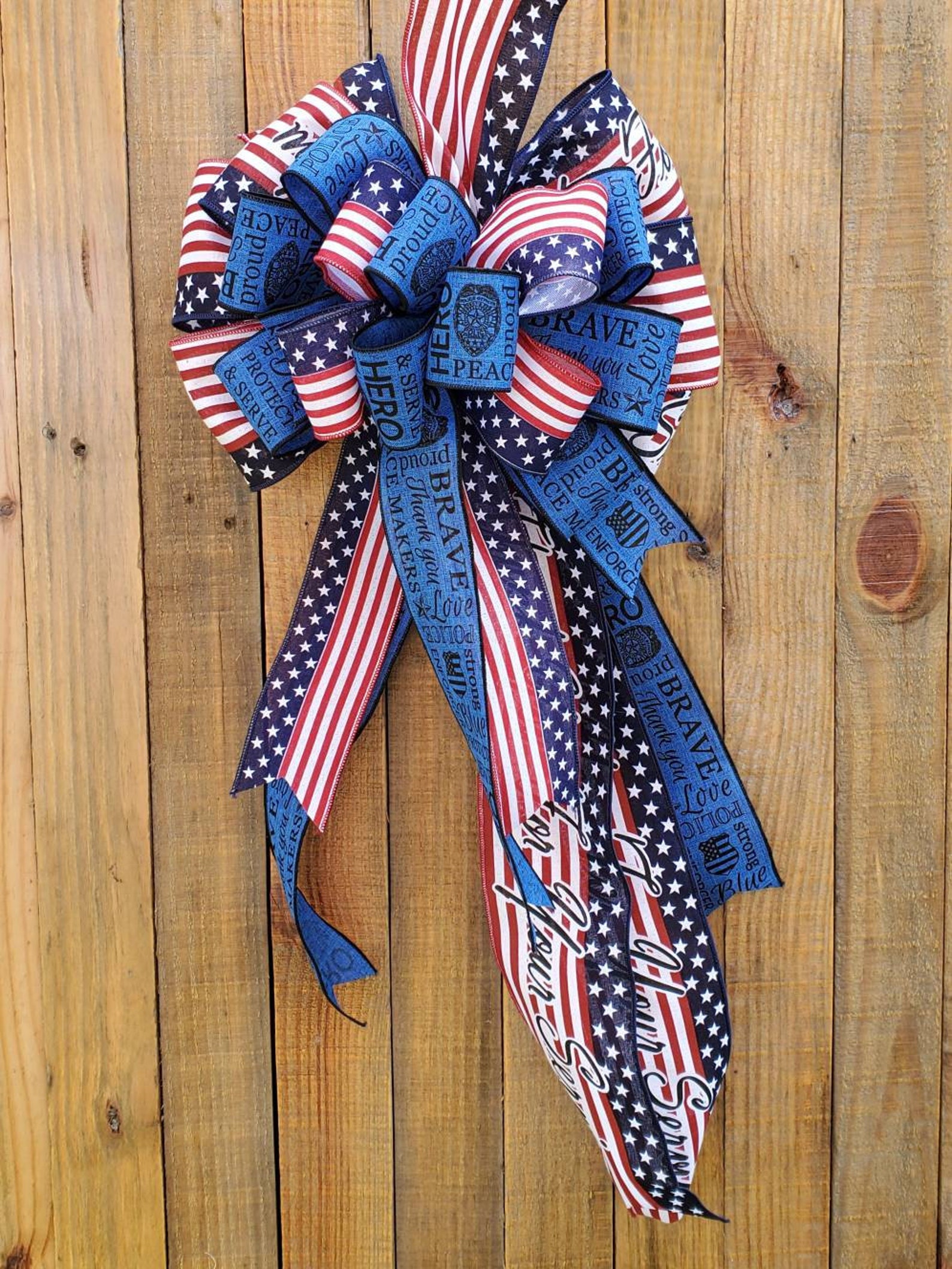 Police Support Bow Large Thin Blue Line Police Support Bow - Etsy