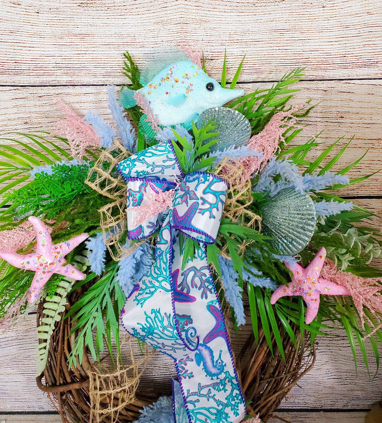 Nautical Beach Natural Wreath Nautical Fish Wreath - Etsy