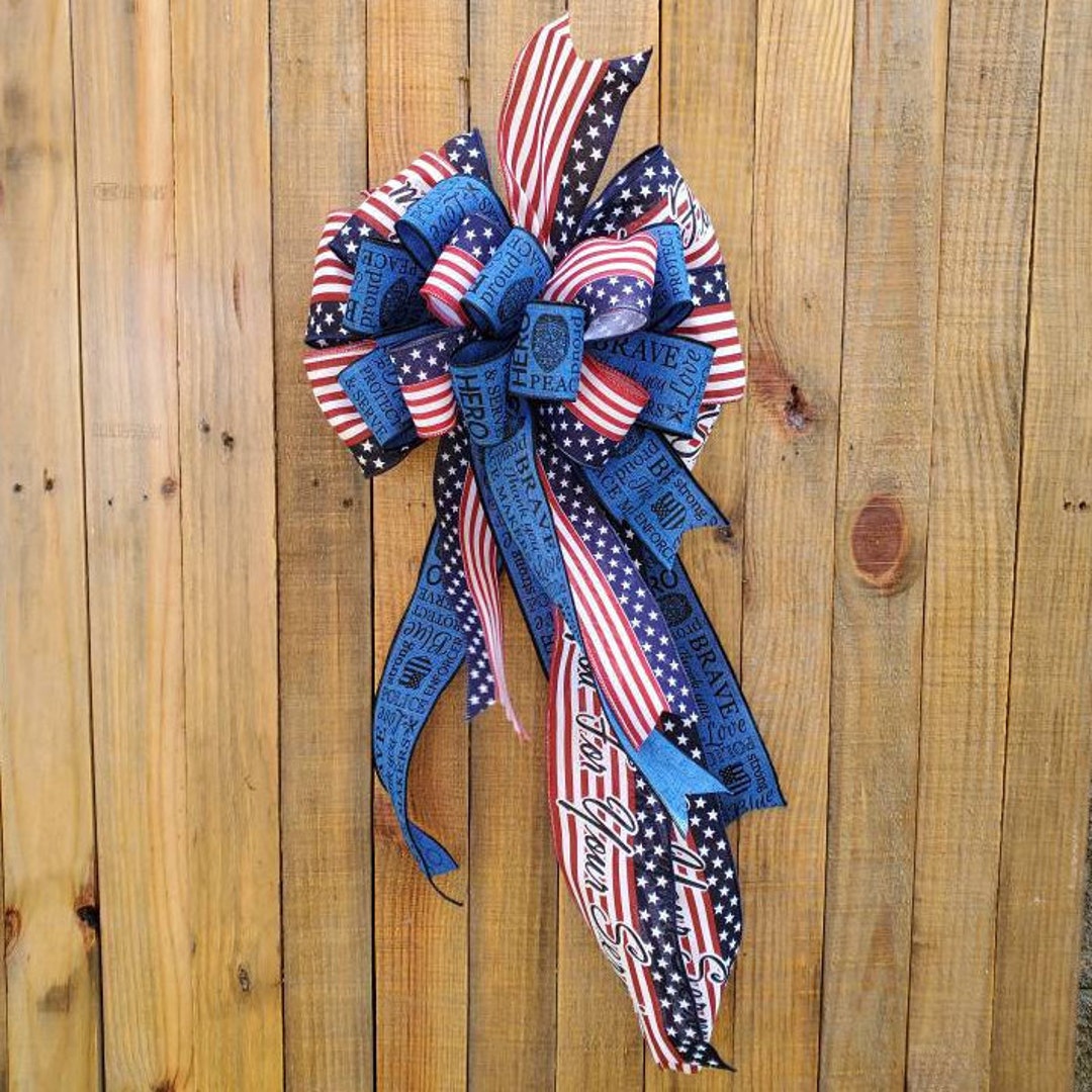 Police Support Bow Large~ Thin Blue Line Police Support Bow~ Police ...