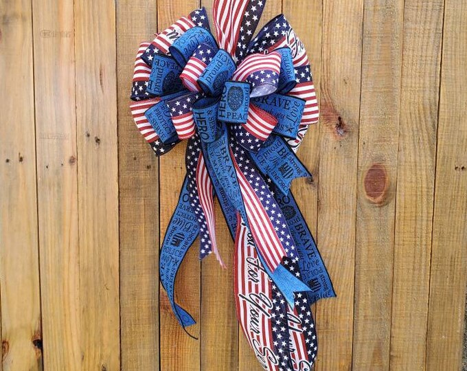 Police Support Bow Large~ Thin Blue Line Police Support Bow~ Police ...