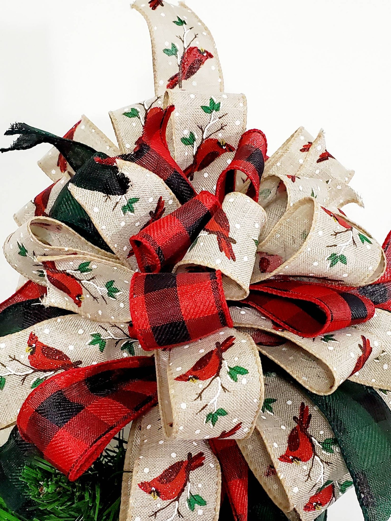 Cardinal Christmas Tree Topper Bow Red Bird Holiday Tree | Etsy