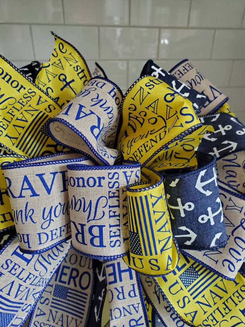 US Navy Support Patriotic Tree Topper Bow Military Navy Tree - Etsy