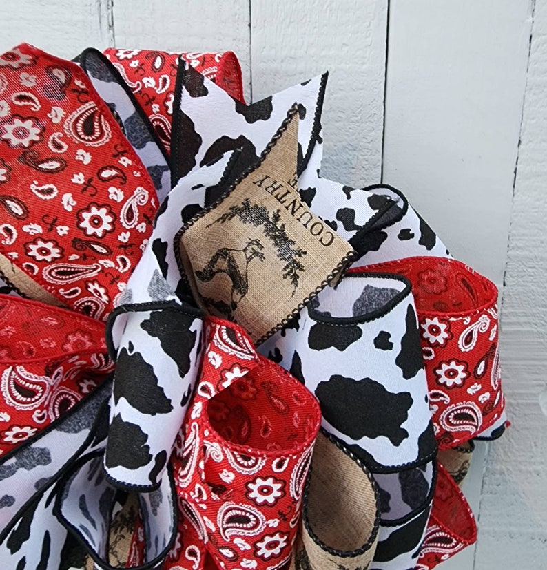 Country Cow Print Christmas Tree Topper Bow Bandana Cow - Etsy